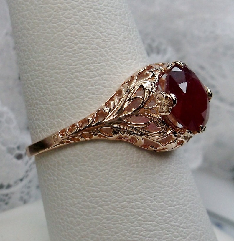 Natural Red Ruby Ring/ 14k Gold/ Natural Round Cut Red Ruby - Etsy