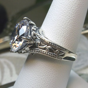 White CZ Ring / 5ct Round Cut White CZ Sterling Silver Gothic Claw ...