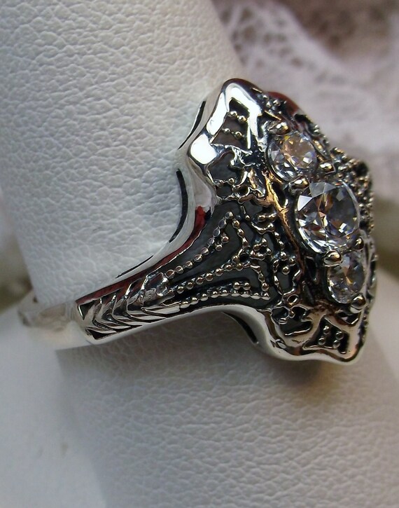 White CZ Ring/ Solid Sterling Silver/ White Cubic Zirconia | Etsy