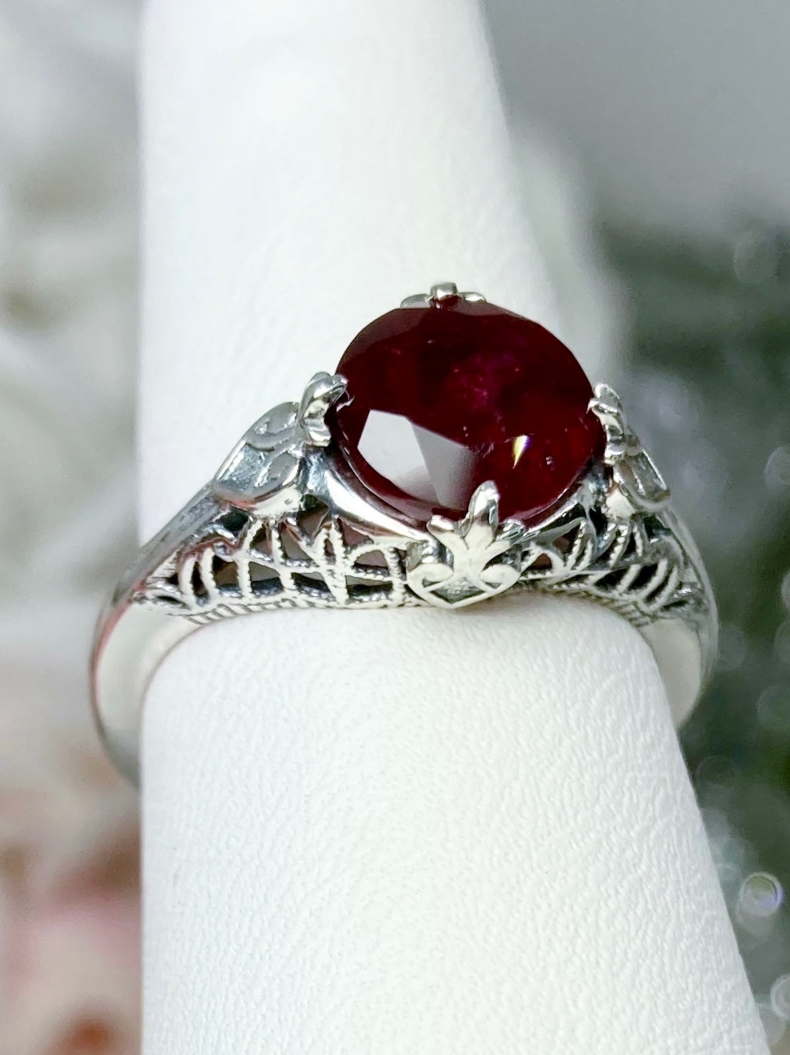 Natural Ruby Ring/ Sterling Silver/ 1.8 Carat Round Cut - Etsy