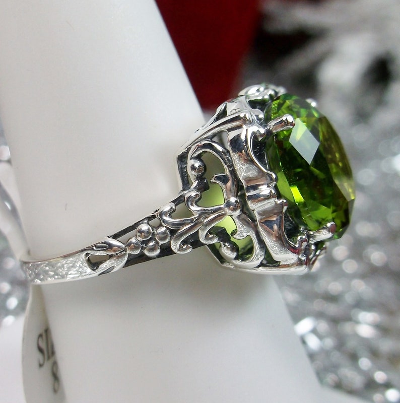 Peridot Ring/ Sterling Silver/ 6ct Simulated or Natural - Etsy