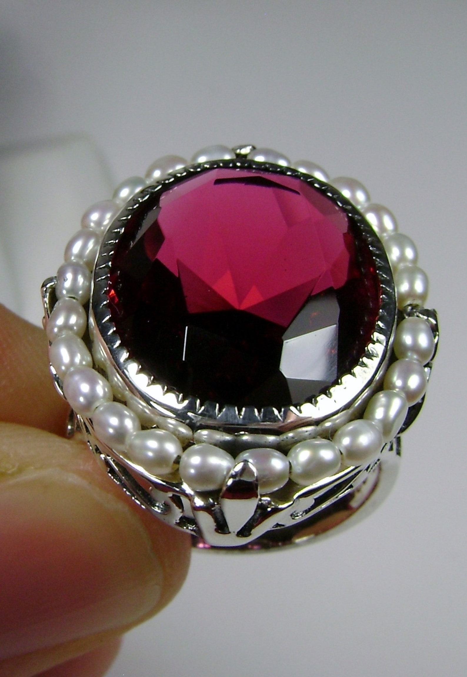 Ruby Red Ring / Solid Sterling Silver 18ct Sim Ruby & Seed - Etsy