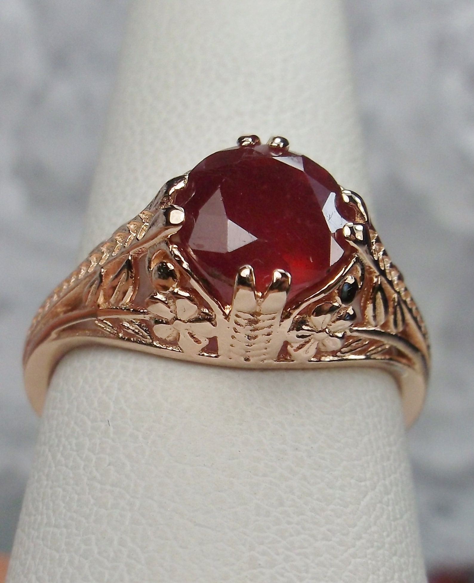 Natural Ruby Ring/ Rose Gold Plated Sterling Silver/ Natural | Etsy