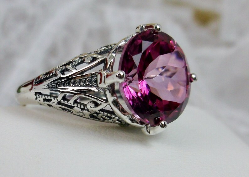 Natural Topaz Ring, 7.55ct Round Genuine Pink Topaz With Sterling ...