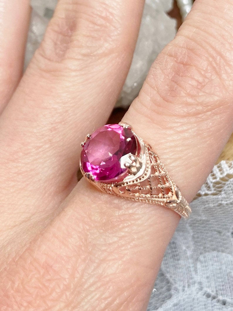 Natural Pink Topaz Ring/ Rose Gold Plated Sterling Silver/ - Etsy