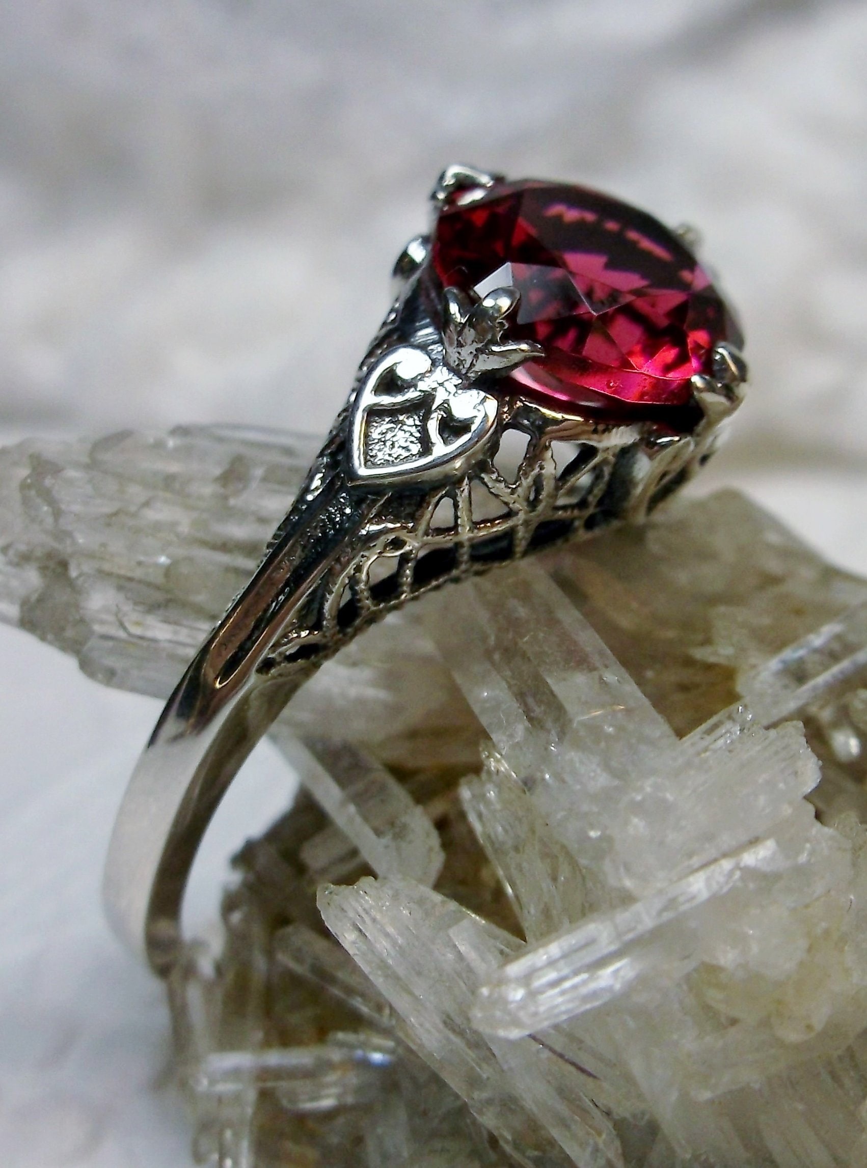 Ruby Ring Size 5 /solid Sterling Silver/ 2ct Simulated Red | Etsy