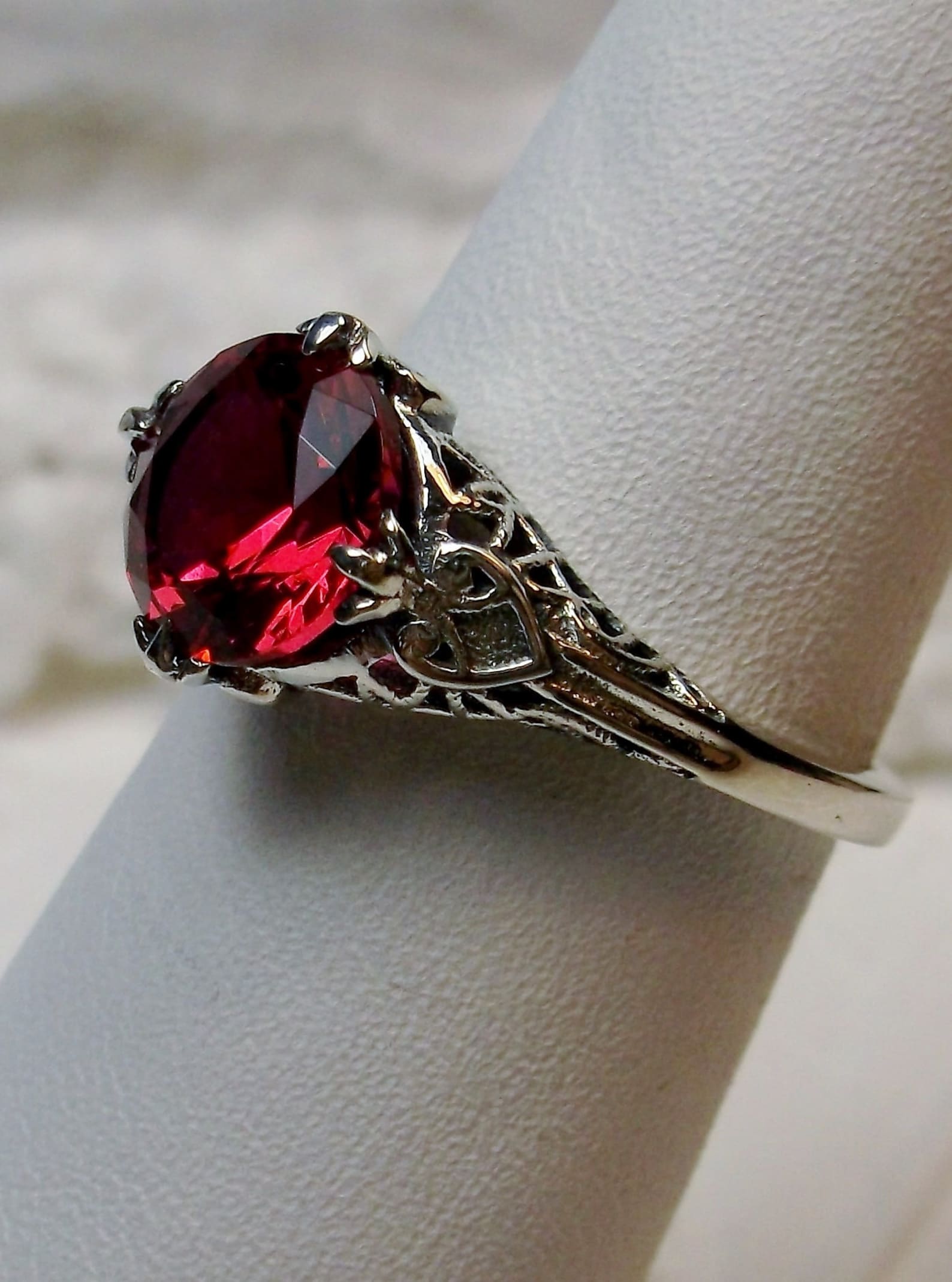 Ruby Red Ring/ Sterling Silver/ 2ct Round Cut Red Ruby Gem - Etsy