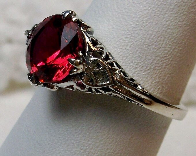 Ruby Ring Size 5 /solid Sterling Silver/ 2ct Simulated Red Ruby ...
