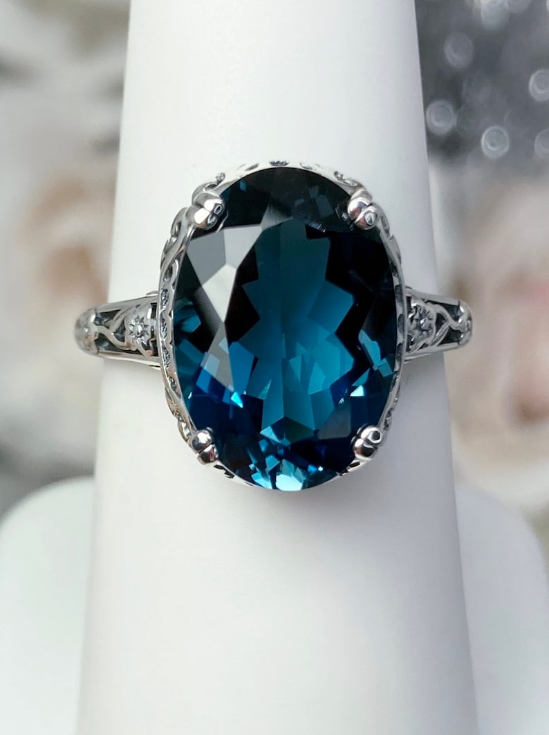 London Blue Ring/ Sterling Silver/ 7ct Natural Topaz Gemstone | Etsy