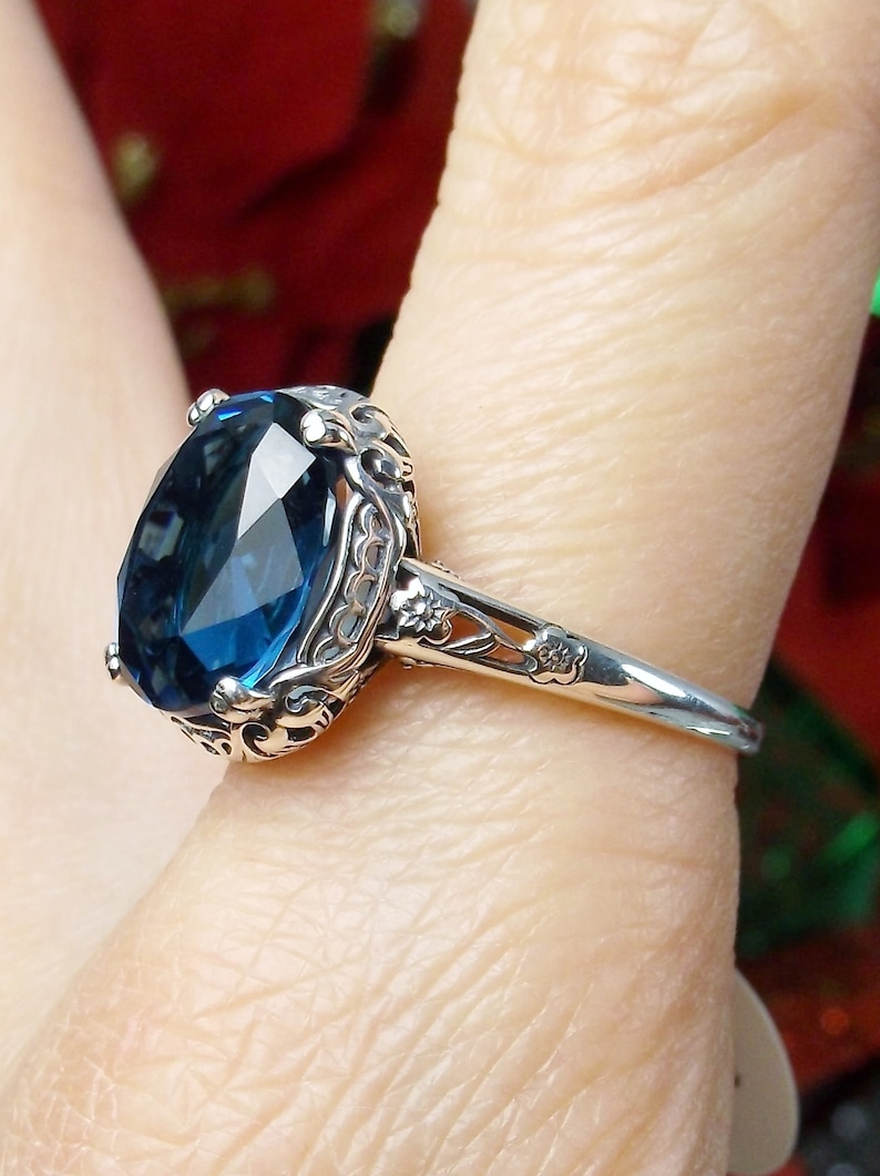 London Blue Topaz Ring/ Sterling Silver/ 5ct Oval Simulated or - Etsy