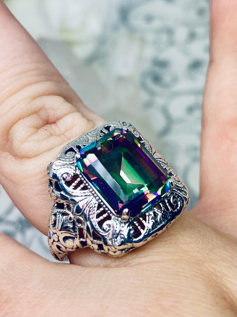 Natural Mystic Topaz Ring/ 4.26ct Natural AAA Topaz With Sterling ...