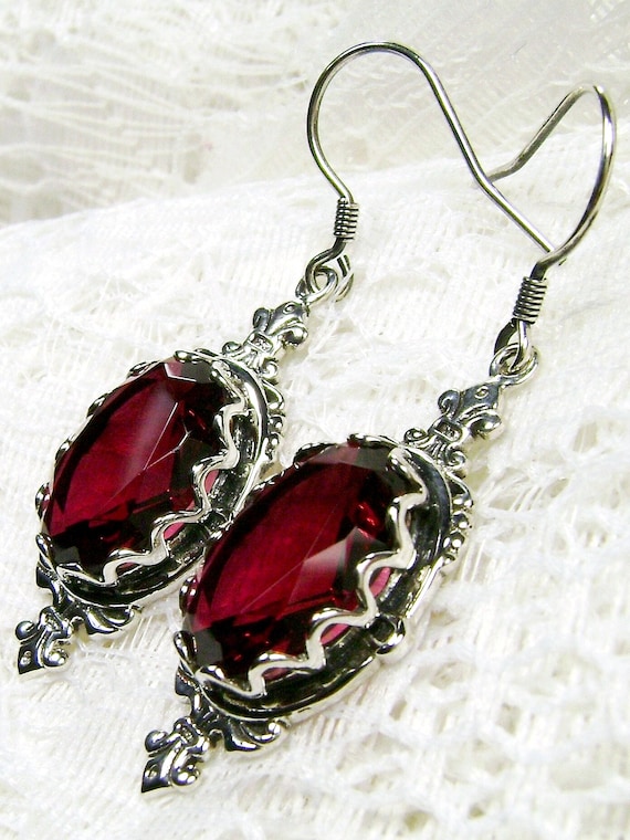 Simulated ruby earrings store