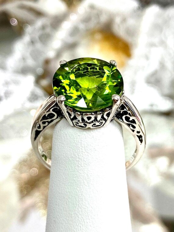 Natural Peridot Ring Sterling Silver or Gold 5ct Peridot Art Nouveau Vintage Style Ring made to Order Design4 Etsy