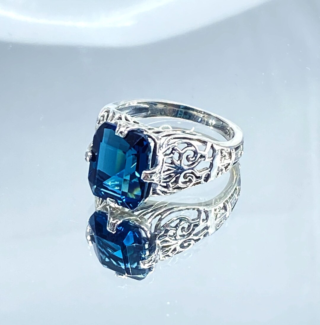 London Blue Gemstone Ring Size 7 | Sterling Silver/ 3.5ct Simulated ...