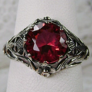 Ruby Ring | 925 Sterling Silver | 2ct Simulated Red Ruby Gem Victorian ...