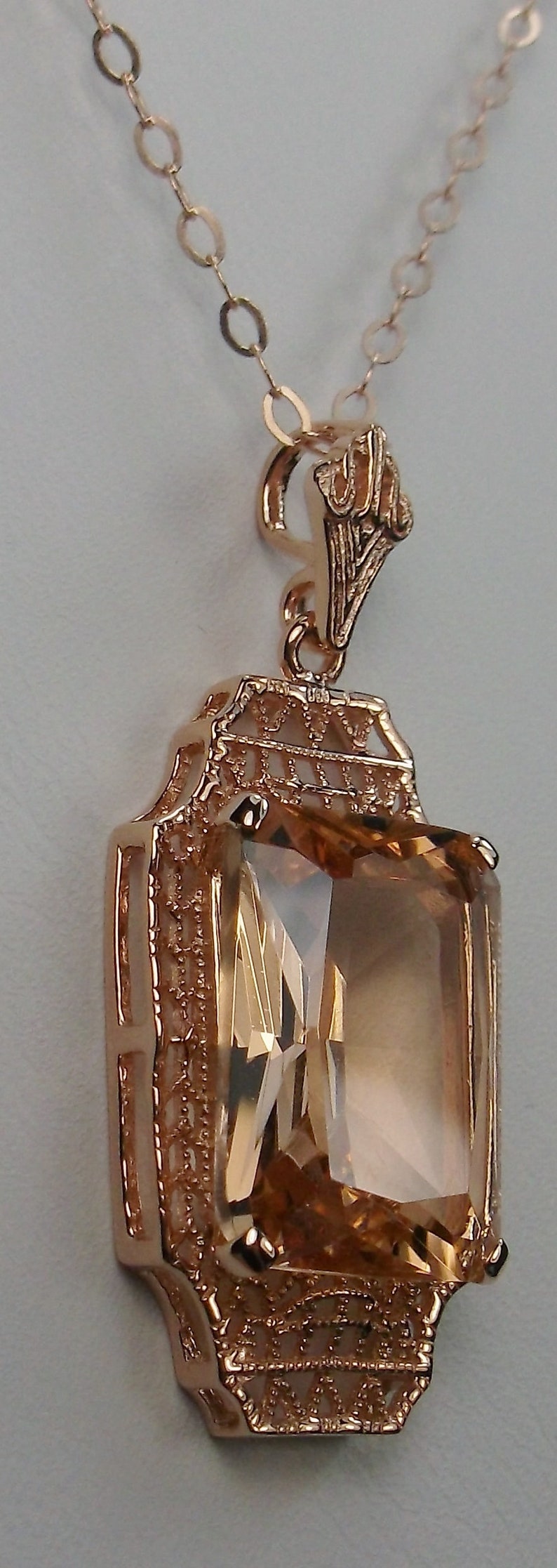 Peach Topaz Pendant/ Rose Gold Plated Solid Sterling Silver/ | Etsy