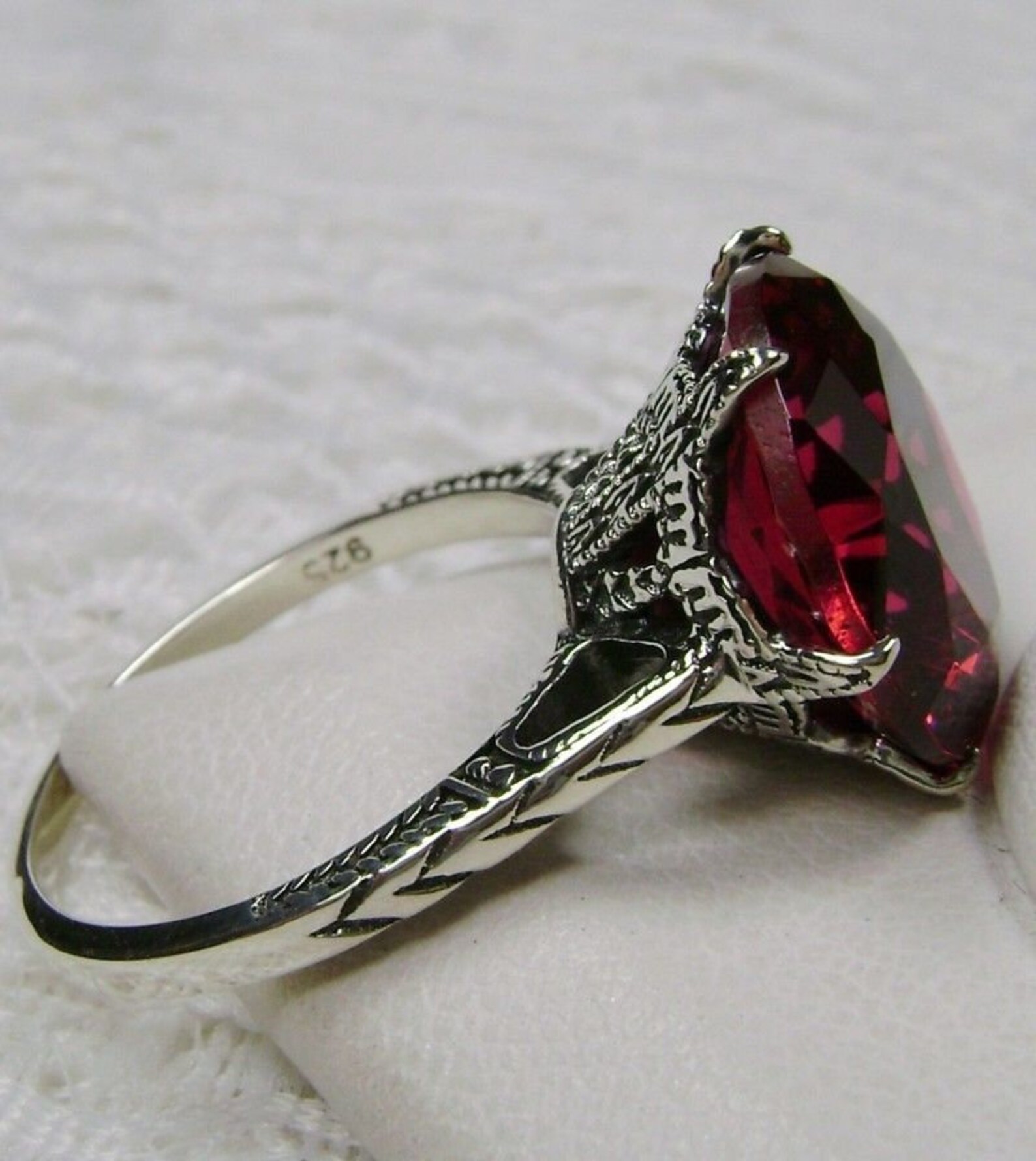 Red Ruby Ring/ Solid Sterling Silver/ 6ct Round Cut Simulated - Etsy