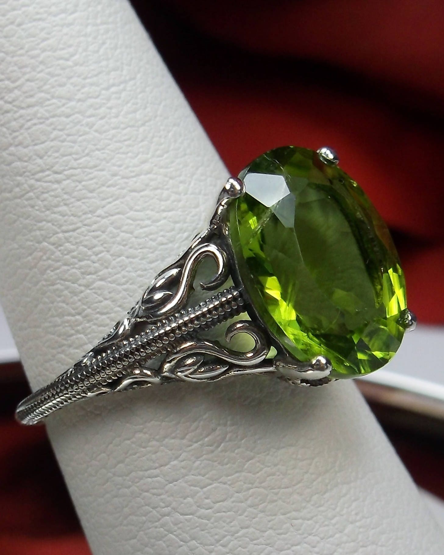 Natural Peridot Ring/ 10k 14k or Sterling Silver/ 5ct Natural | Etsy