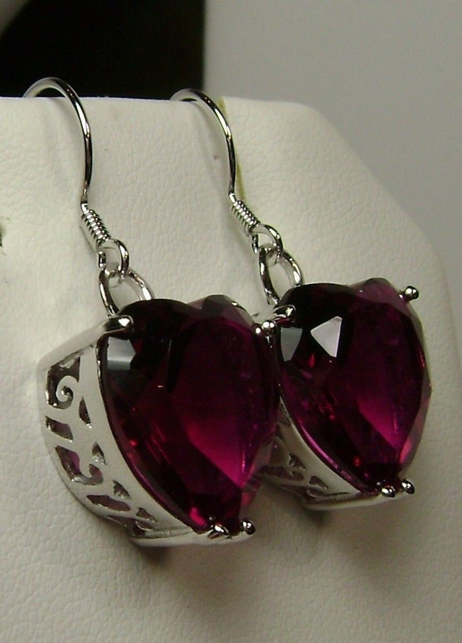 Red Ruby Earrings/ Solid Sterling Silver/ Simulated Red Ruby | Etsy