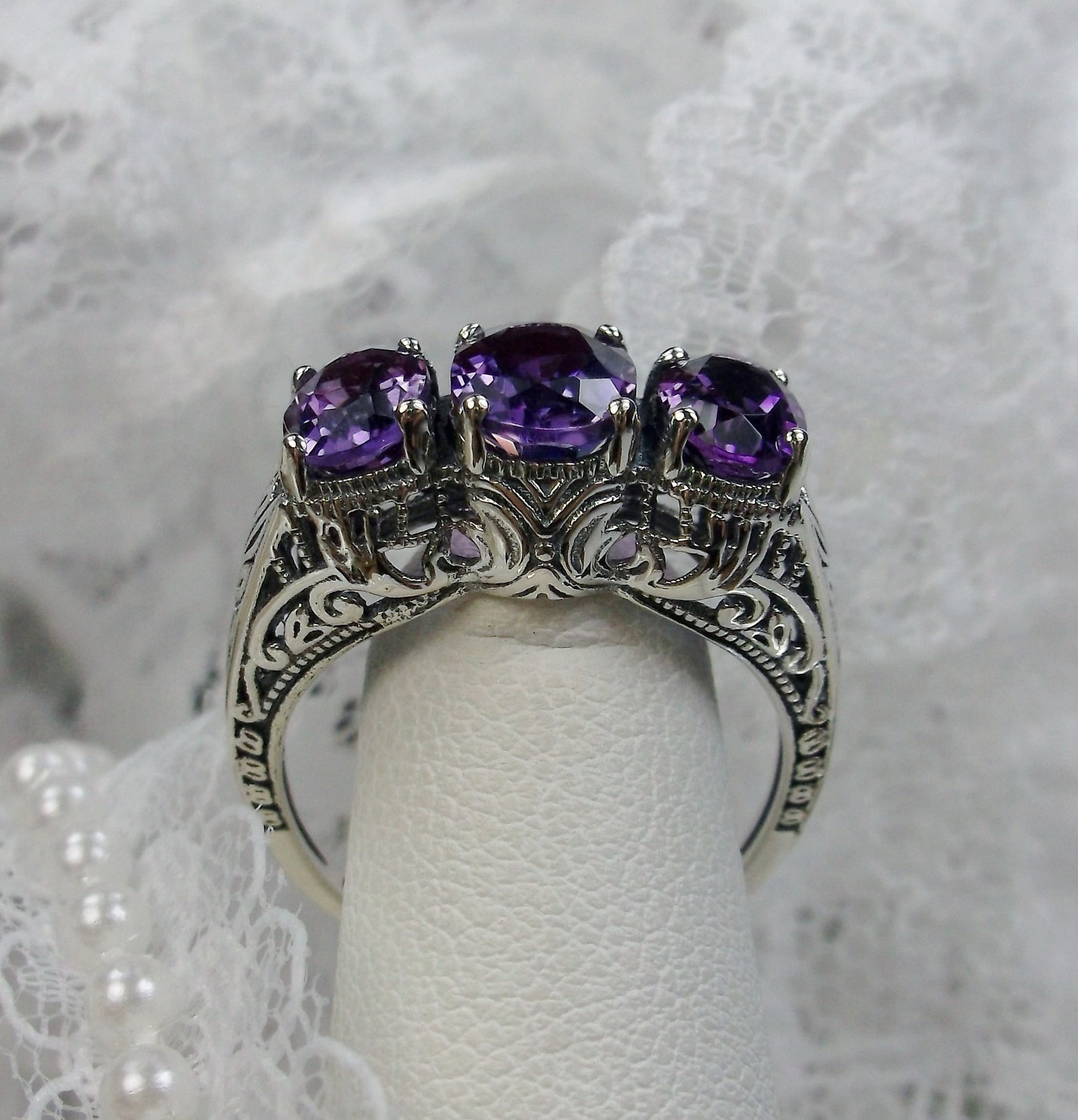 Natural Amethyst Ring/ Solid Sterling Silver/ Natural Purple | Etsy