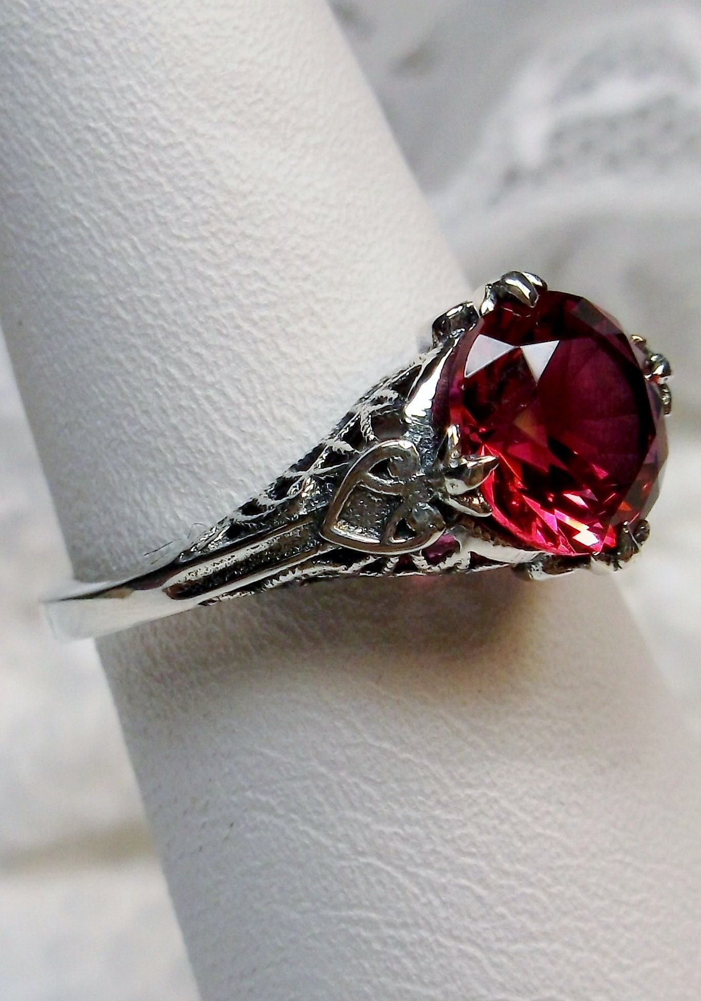 Ruby Ring Size 5 /solid Sterling Silver/ 2ct Simulated Red | Etsy