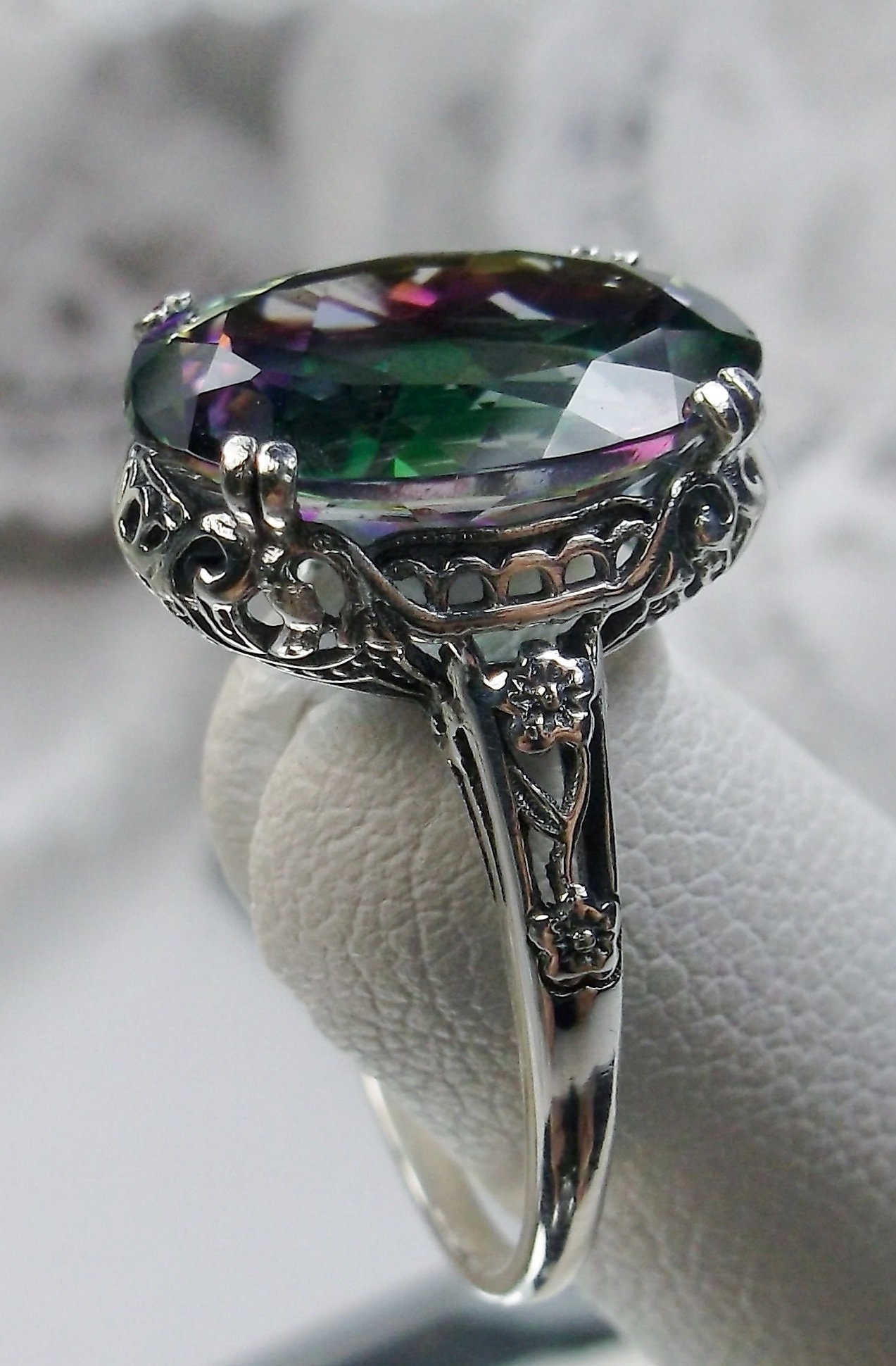Natural Mystic Topaz Ring/ Sterling Silver/ 5.5ct Natural | Etsy