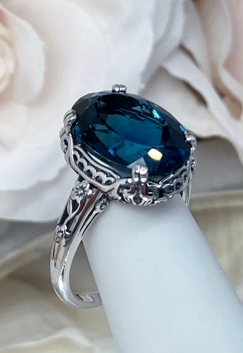 London Blue Ring/ Sterling Silver/ 7ct Natural Topaz Gemstone | Etsy