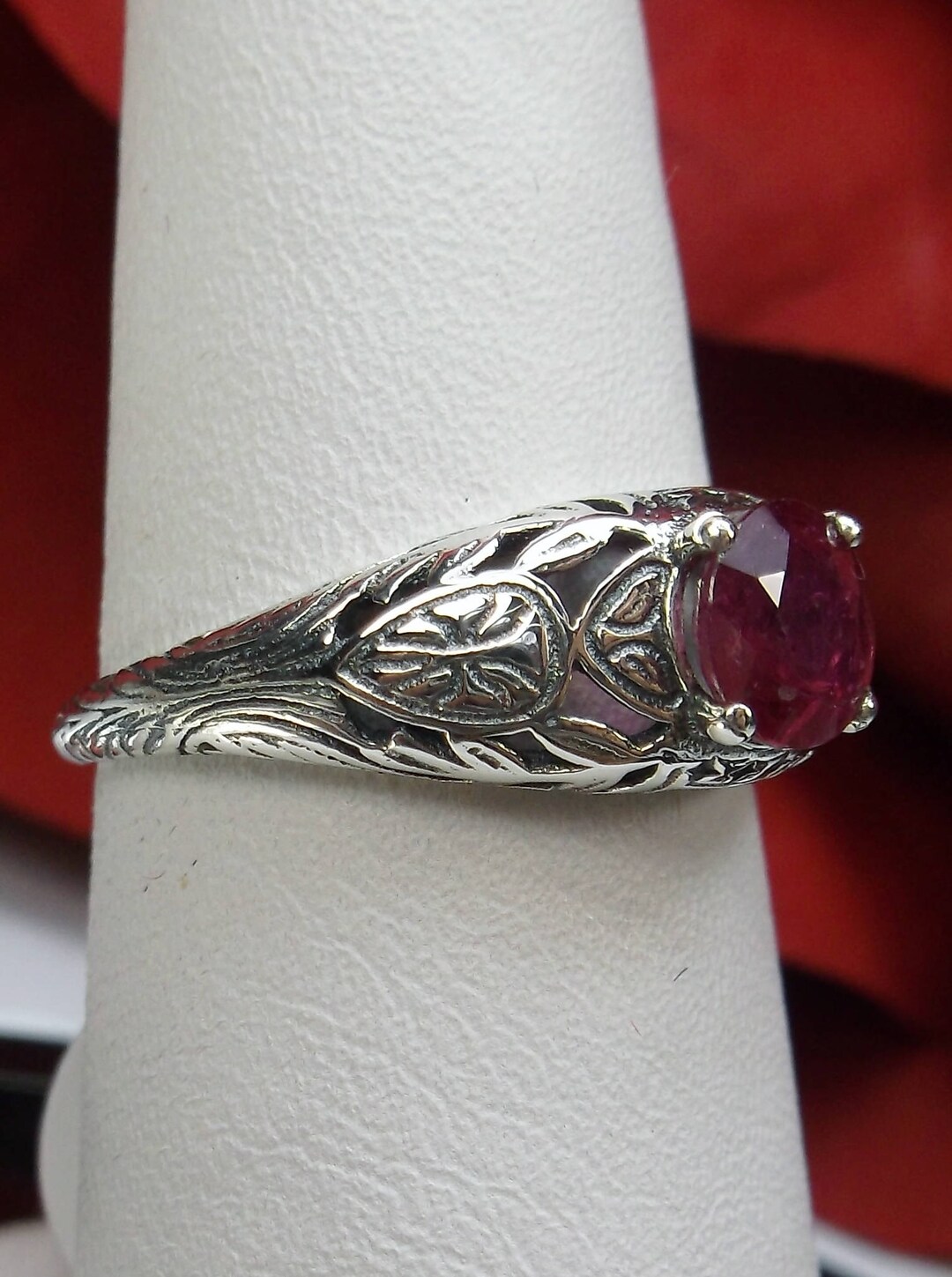 Natural Ruby Ring Size 8/ Solid Sterling Silver/ Natural .7ct - Etsy
