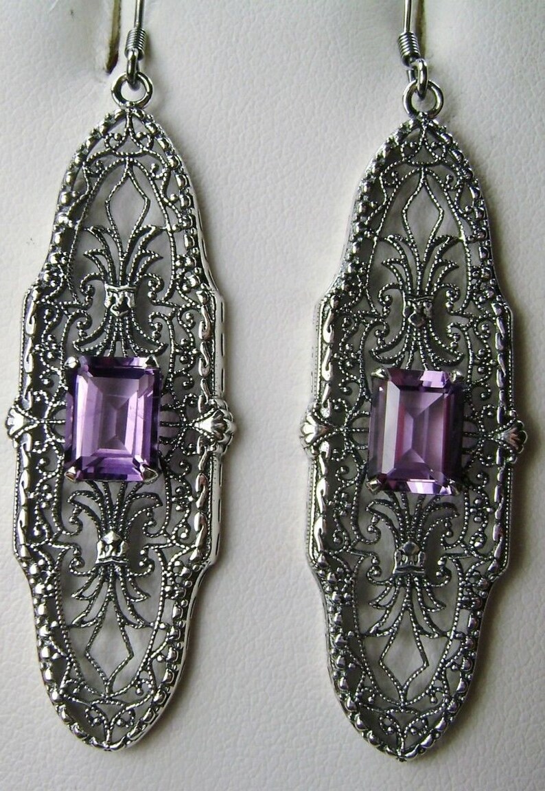 Natural Amethyst Earrings/ Solid Sterling Silver/ Natural | Etsy