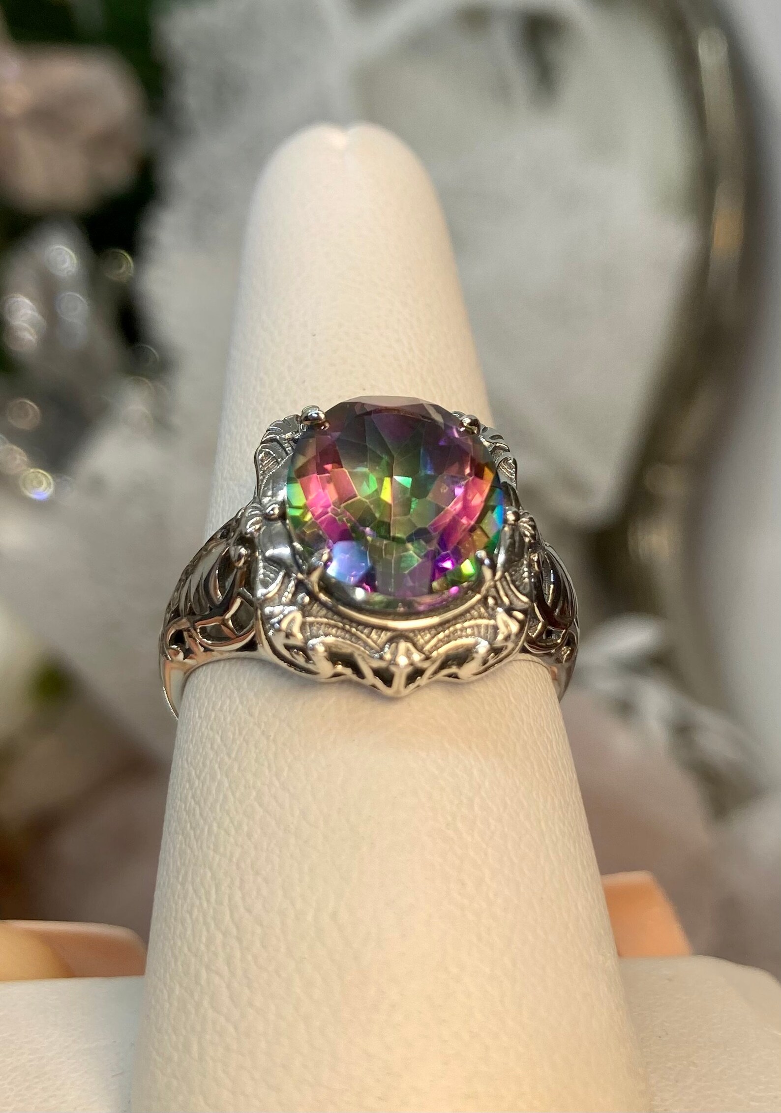 Natural Mystic Topaz Ring/ Sterling Silver/ 4ct Oval Cut - Etsy