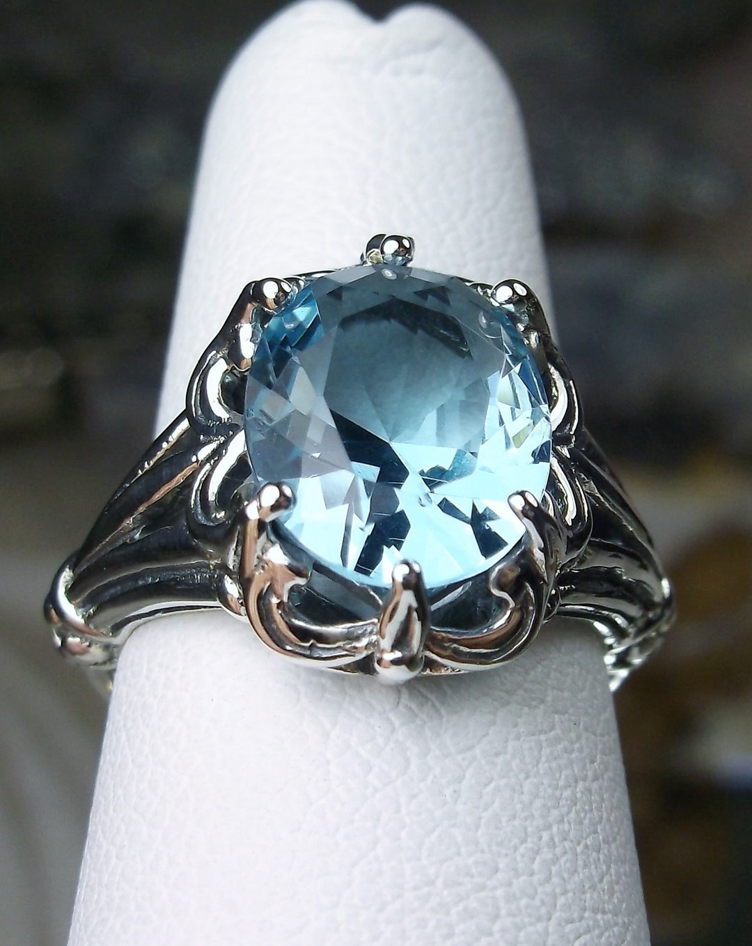 Aquamarine Blue Ring Size 5 Sterling Silver/ 4ct Oval Simulated ...
