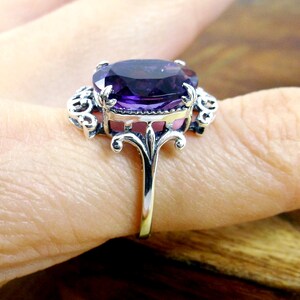 Natural Amethyst Ring/ Sterling Silver/ 5ct Oval Cut Natural Purple ...