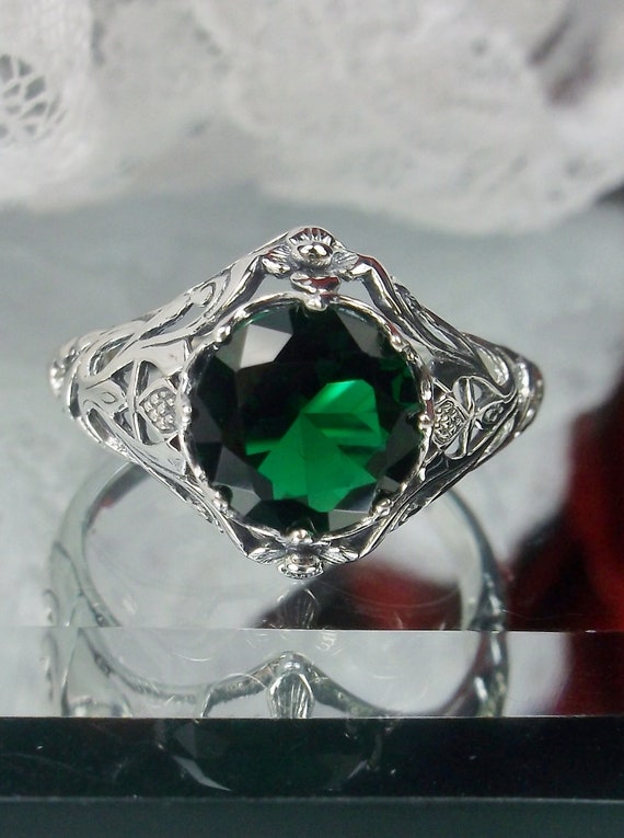 Emerald Ring/ Solid Sterling Silver/ 2ct Simulated or Natural | Etsy