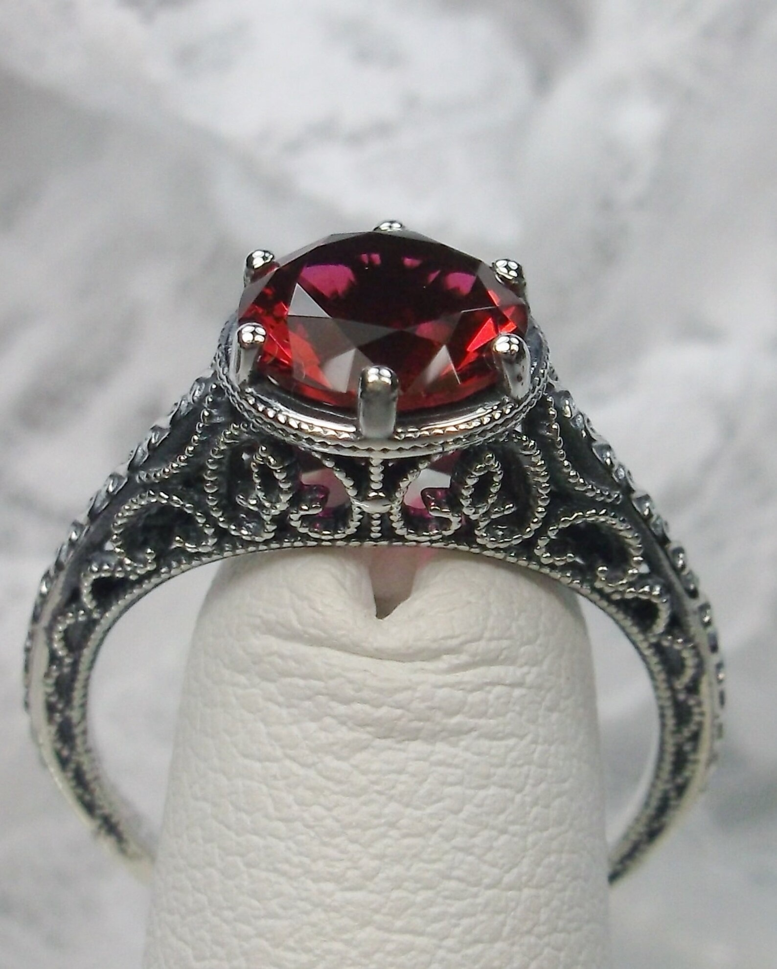 Ruby Ring/ Solid Sterling Silver/ 2ct Round Cut Simulated Red - Etsy