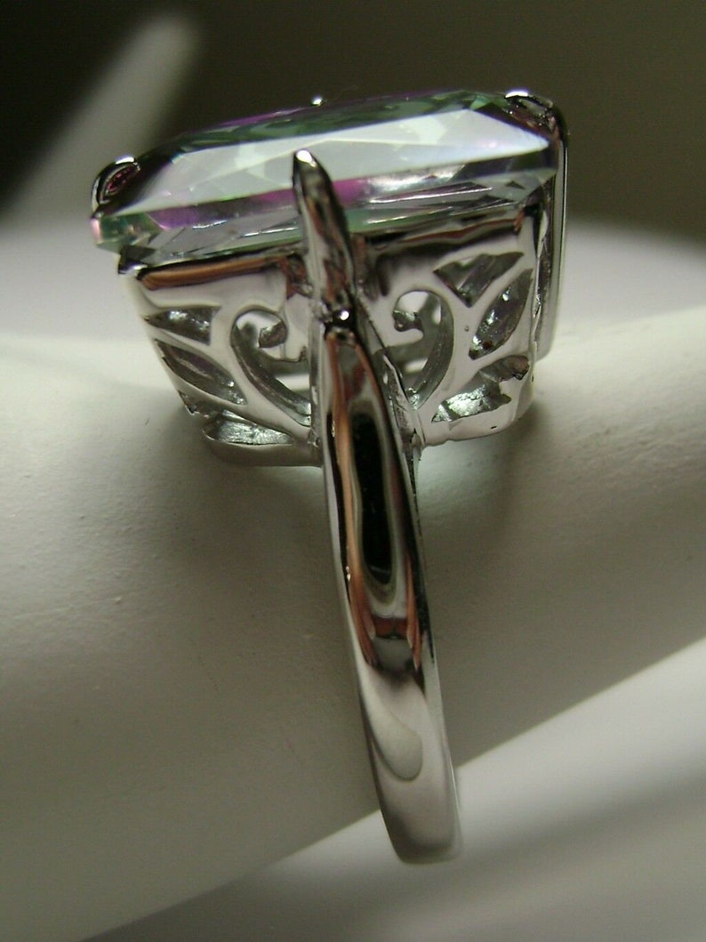 Mystic Topaz Ring/ Solid Sterling Silver/ 9ct Rectangle | Etsy