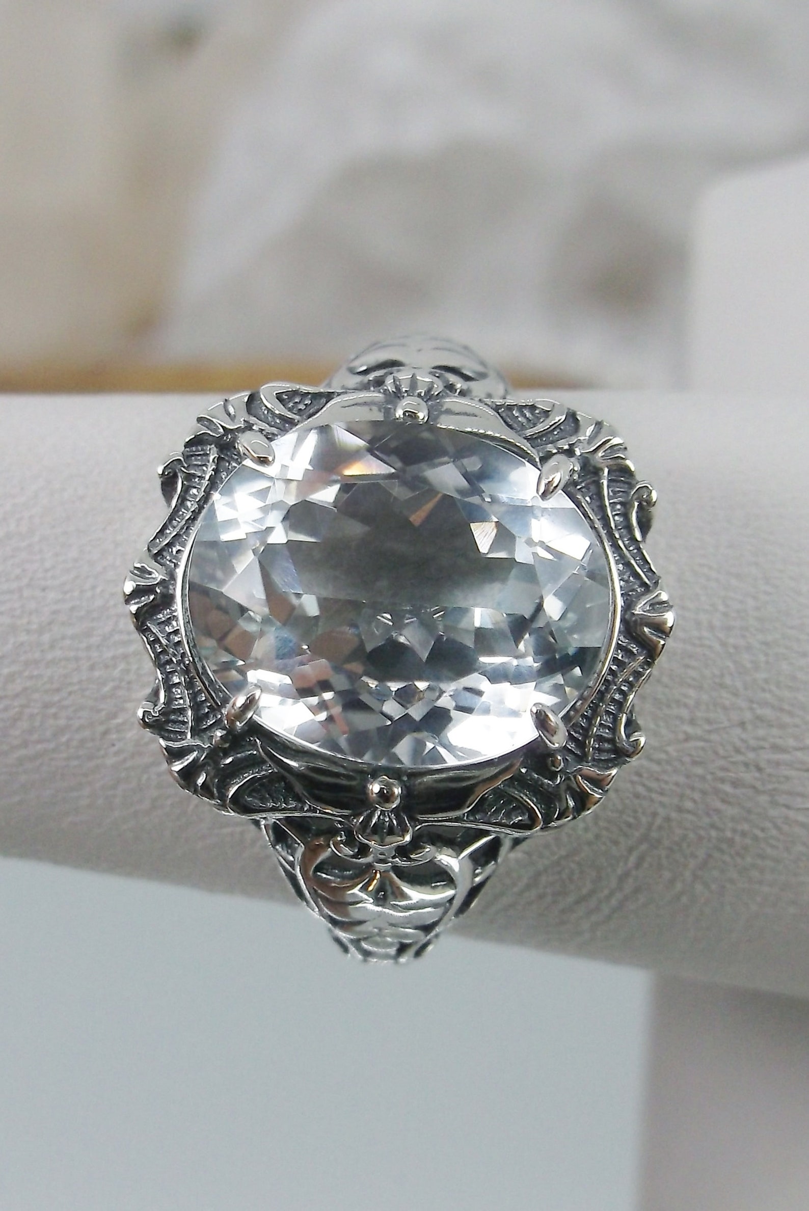 White Topaz Ring/ Solid Sterling Silver/ 4ct Oval Cut White - Etsy