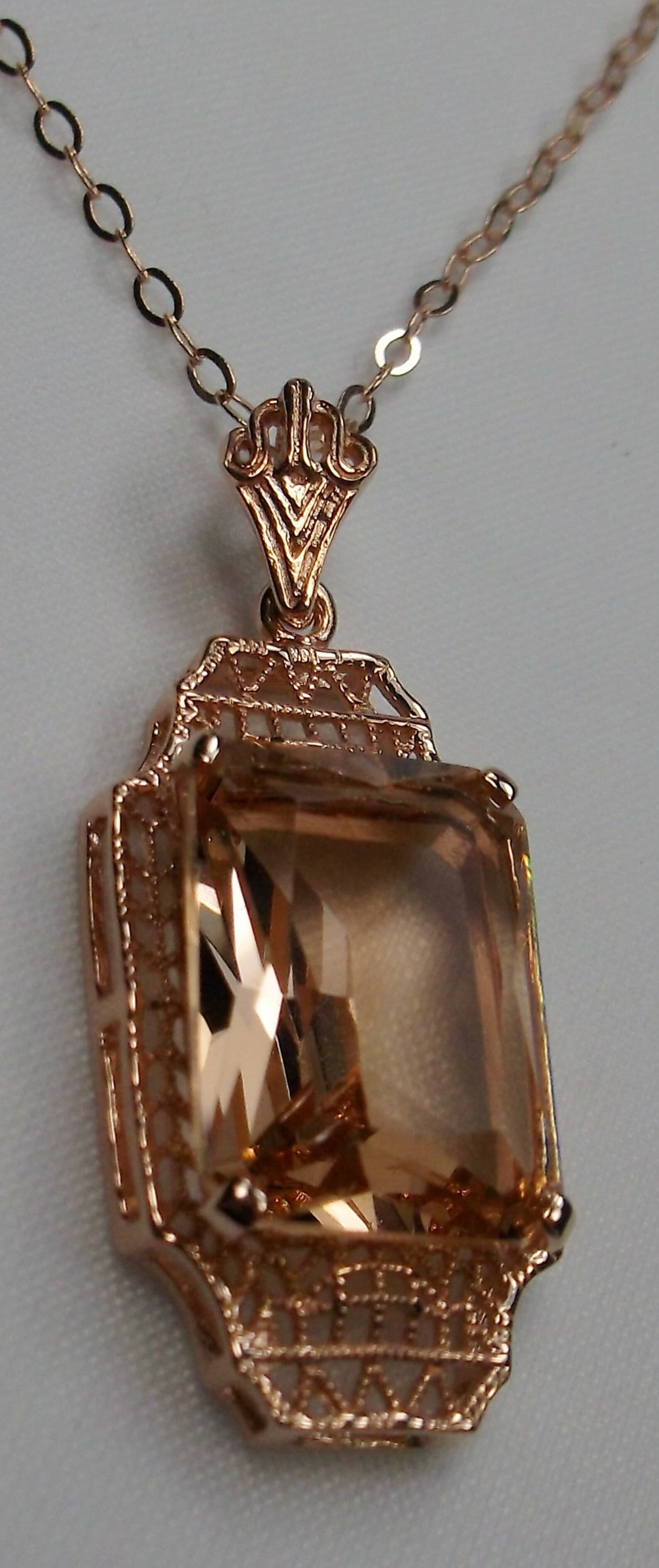 Peach Topaz Pendant/ Rose Gold Plated Solid Sterling Silver/ | Etsy