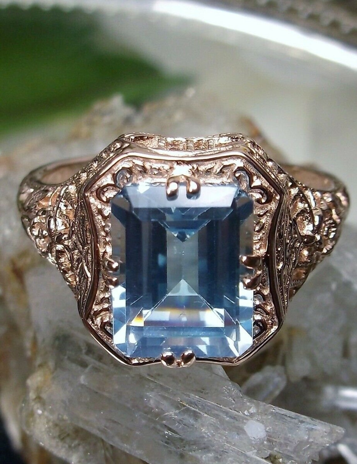 Natural Topaz Ring/ Rose Gold & Sterling Silver/ Natural 2.8ct | Etsy