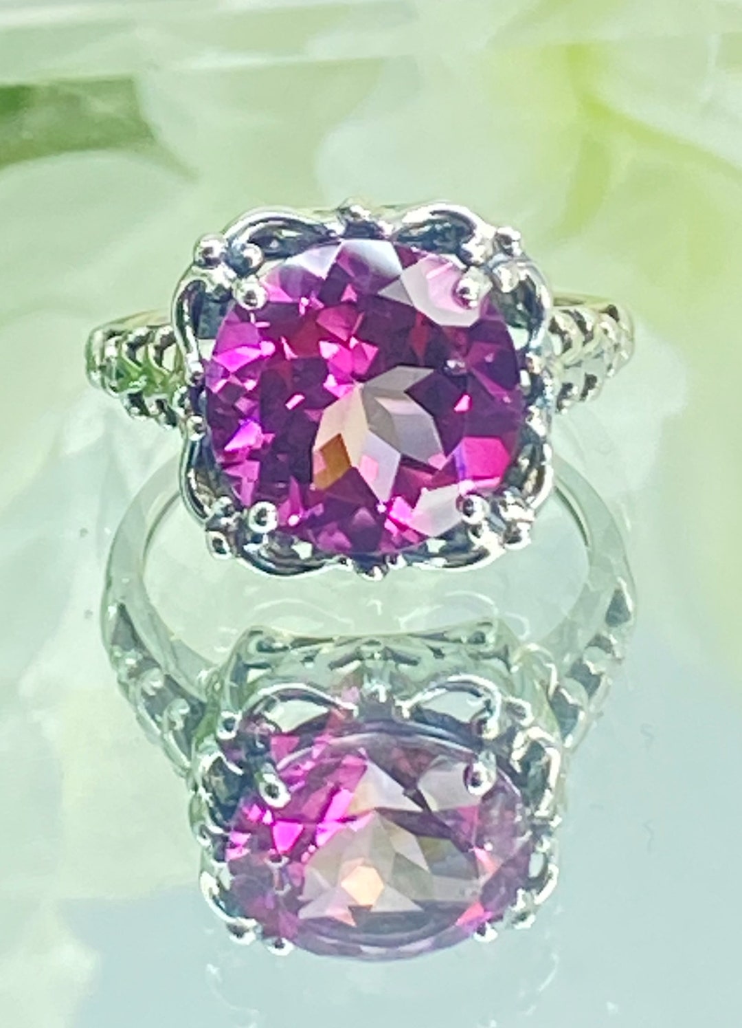 Natural Pink Topaz Ring / Sterling Silver/ 7ct Natural Pink Topaz ...