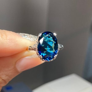 London Blue Ring/ Sterling Silver/ 7ct Oval Sim or Natural London Blue ...