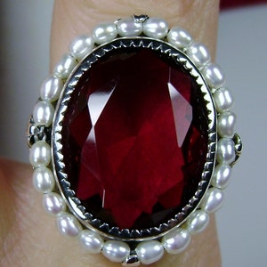 Ruby Red Ring / Solid Sterling Silver 18ct Sim Ruby & Seed - Etsy