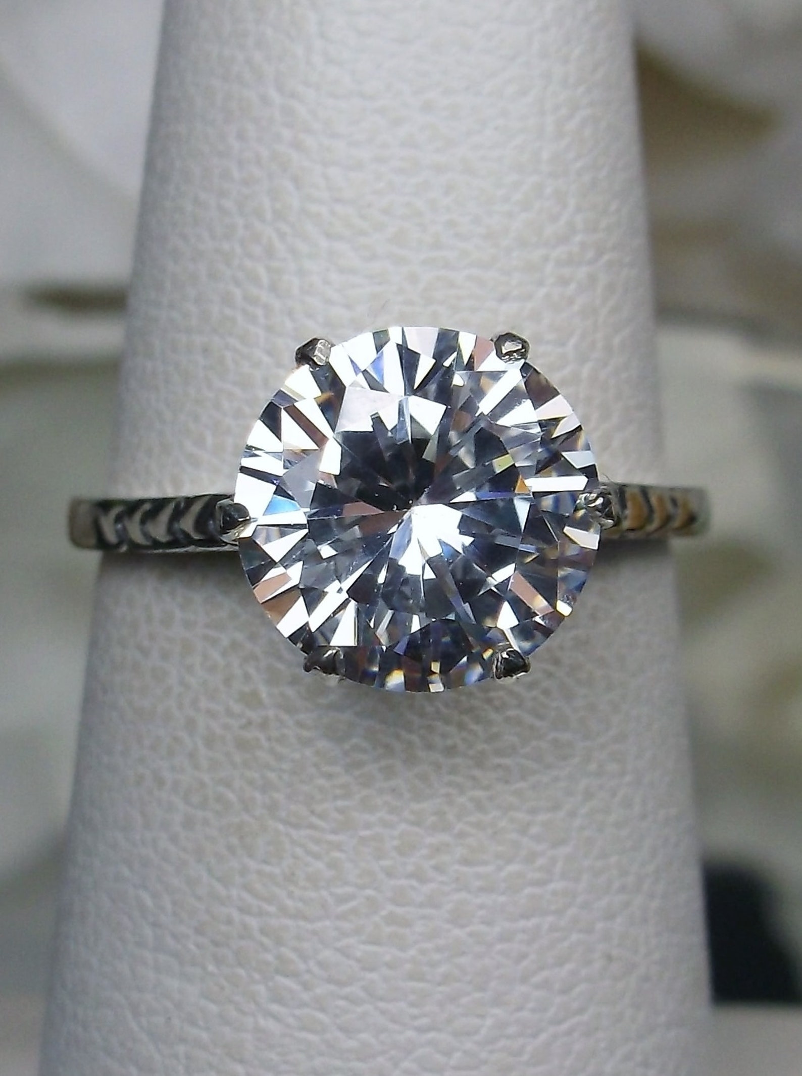 White Gemstone Ring/ Sterling Silver/ 2ct Round Cut White Gem | Etsy