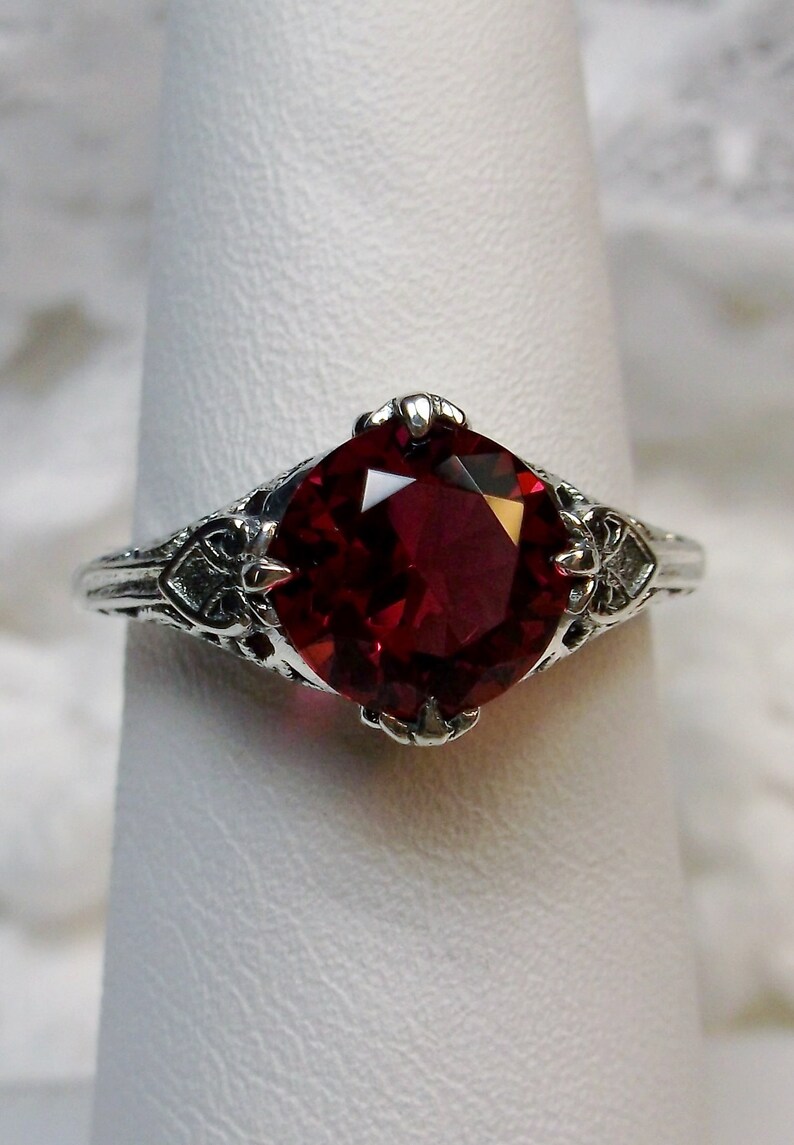 Ruby Red Ring/ Sterling Silver/ 2ct Round Cut Red Ruby Gem - Etsy