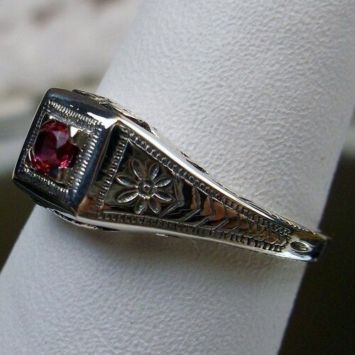 Ruby Ring/ Solid Sterling Silver/ 3ct Simulated Red Gem Art - Etsy