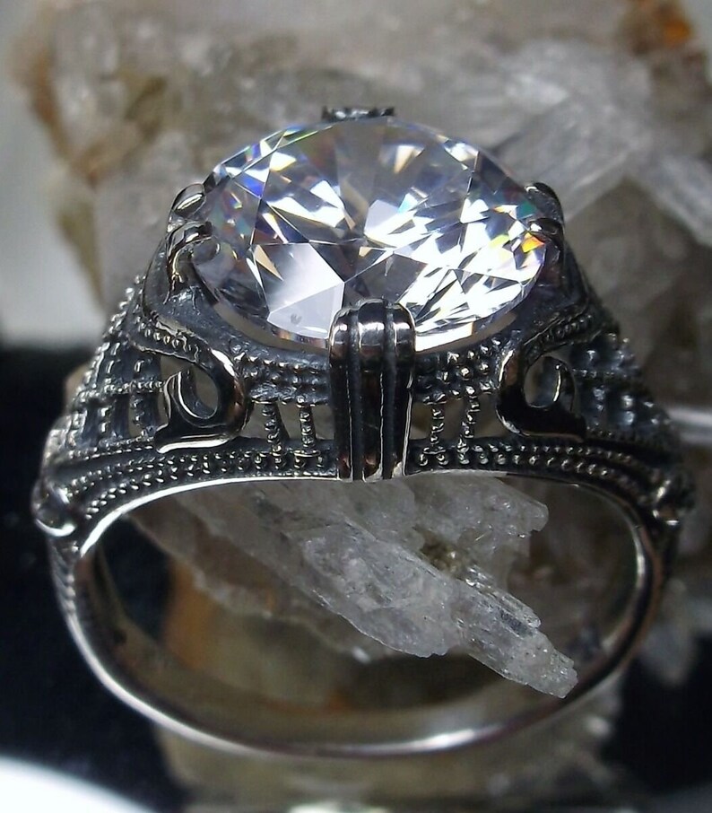 White Gemstone Ring/ Sterling Silver/ Round Cut White CZ or - Etsy