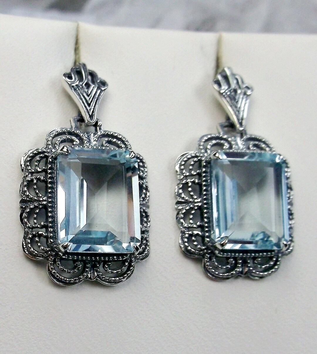 Natural Blue Topaz Earrings 6 4ctw Natural Gems Short Festoon