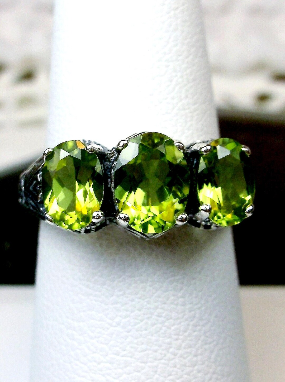 Natural Green Peridot, Sterling Silver 3-gem 1.9ctw Natural Green ...