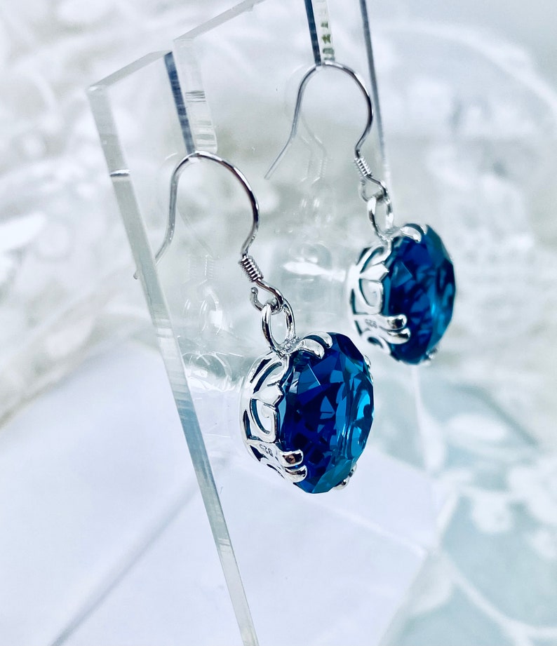 London Blue Earrings 925 Sterling Silver/ 22ctw Round Simulated Deep ...