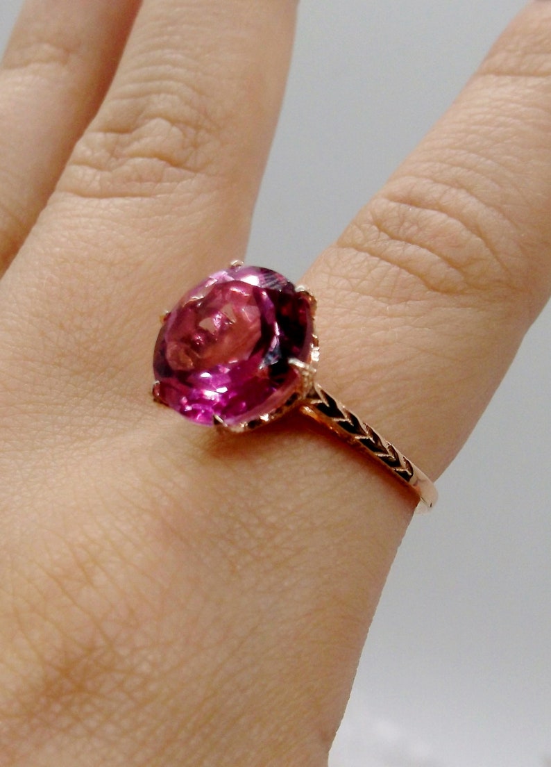 Natural Pink Topaz Ring/ 10k 14k Gold or Sterling Silver/ 7ct | Etsy