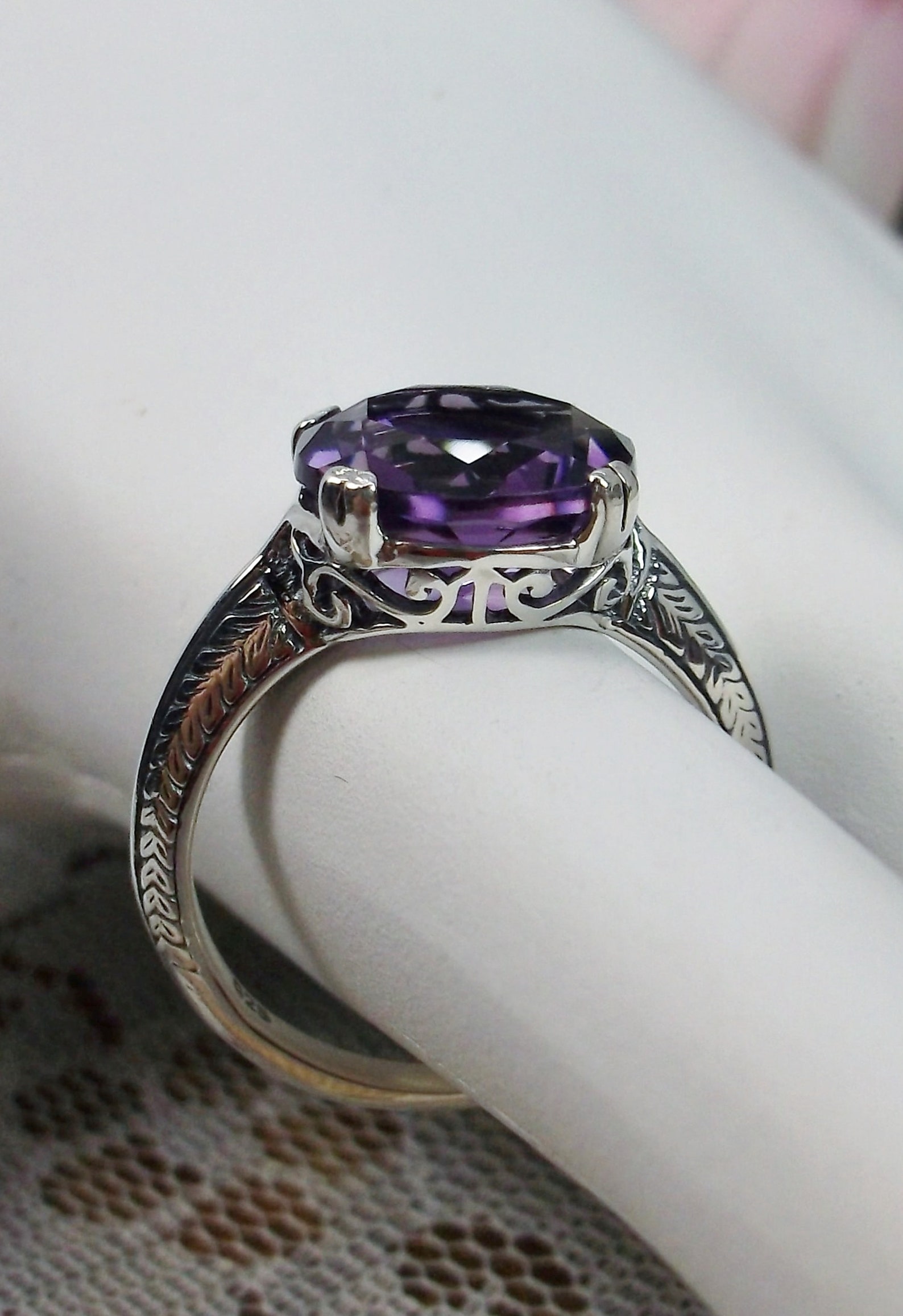 Natural Amethyst Ring/ Sterling Silver/ 3.3ct Round Cut | Etsy